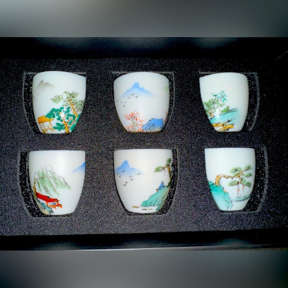 Chinese Tea Cups | Dining | New In Bag And Box Set Of 6 Porcelain Tea ...
